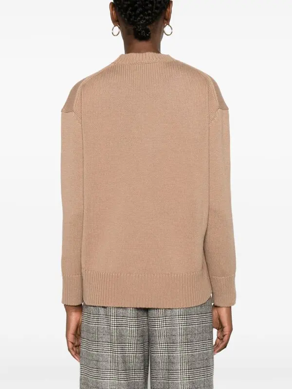 Max Mara Round-neck Wool-blend Jumper - Brown