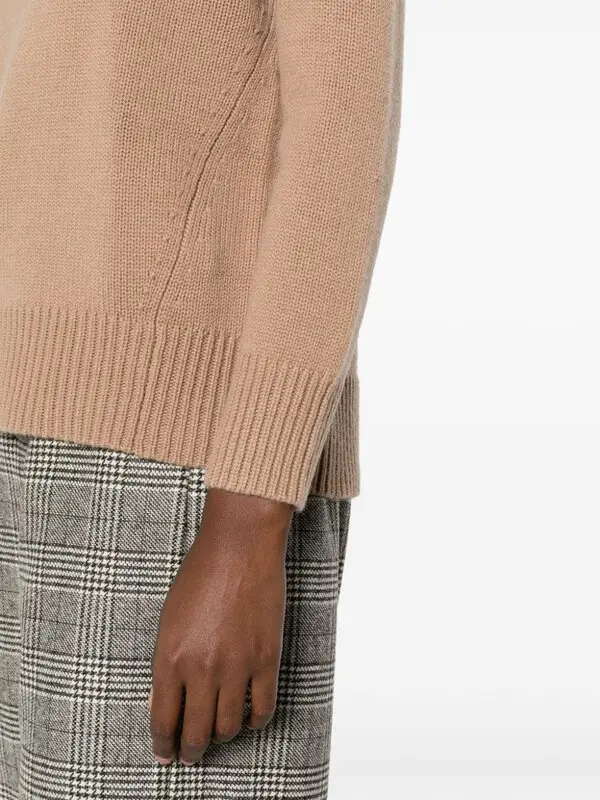 Max Mara Round-neck Wool-blend Jumper - Brown