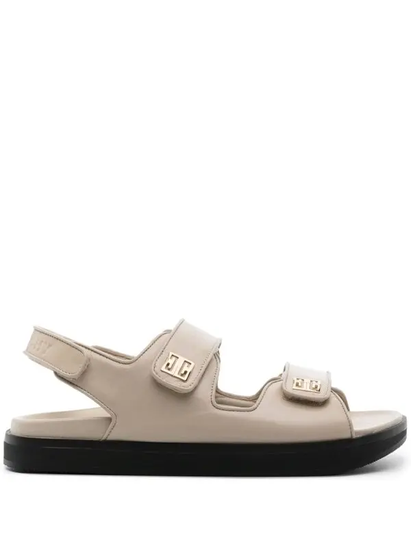 Givenchy 4g-plaque Leather Sandals - Neutrals