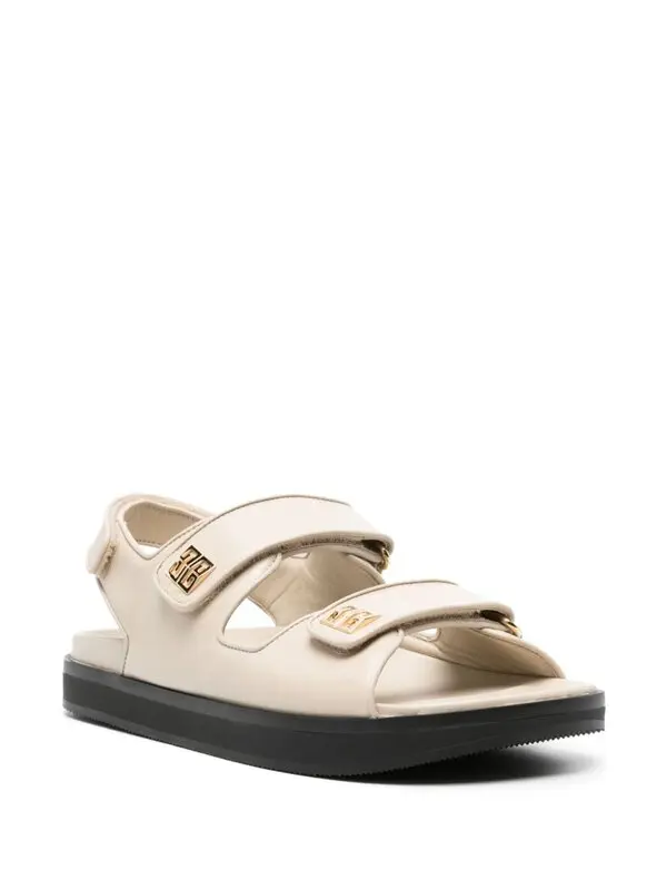 Givenchy 4g-plaque Leather Sandals - Neutrals