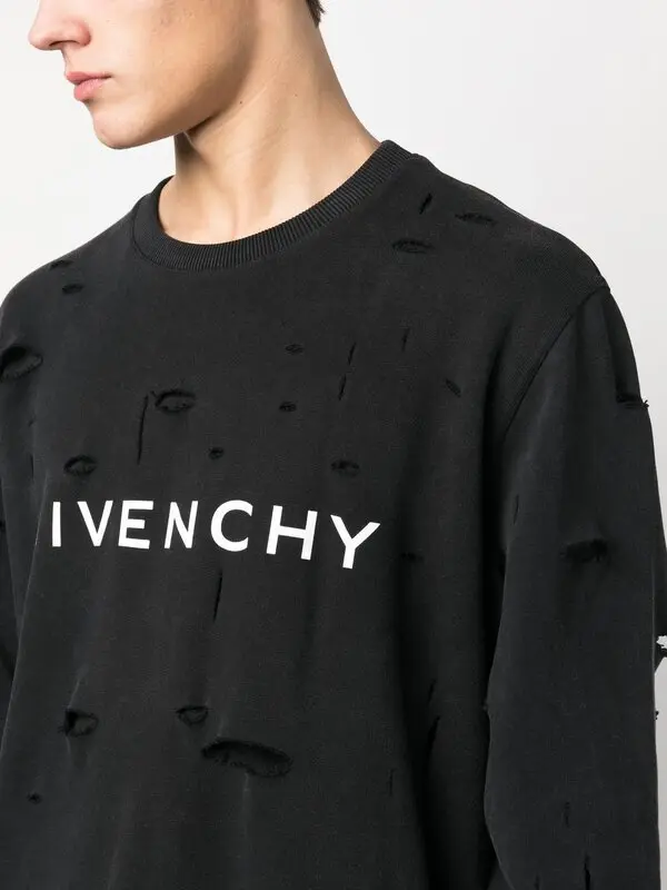 Givenchy Logo-print Distressed Sweatshirt