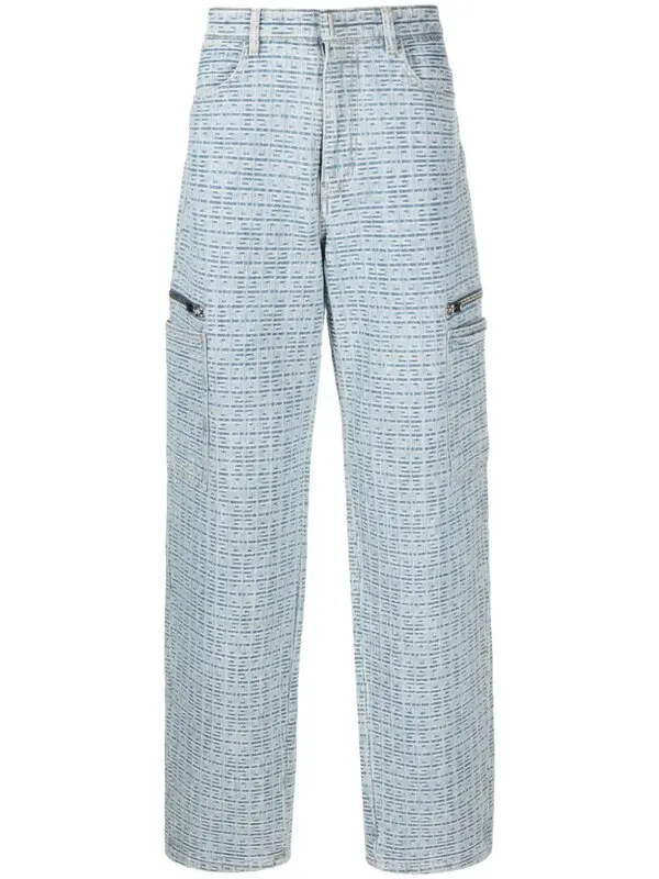 Givenchy 4g-embossed Wide-leg Jeans