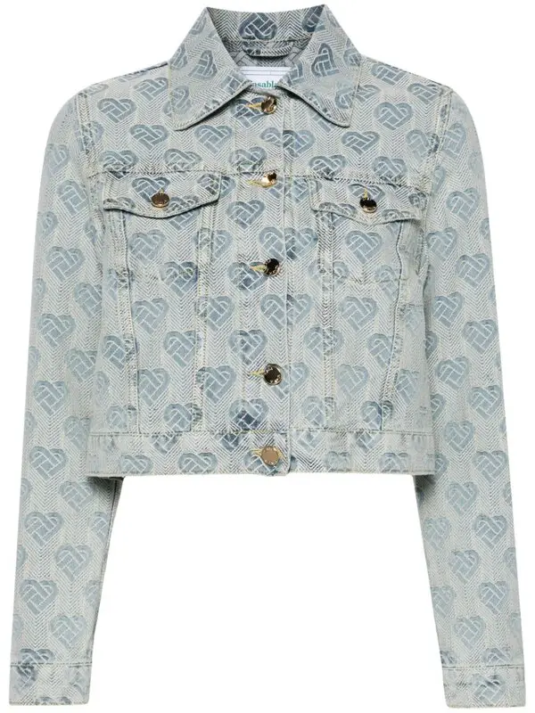 Casablanca Heart Monogram-jacquard Denim Jacket