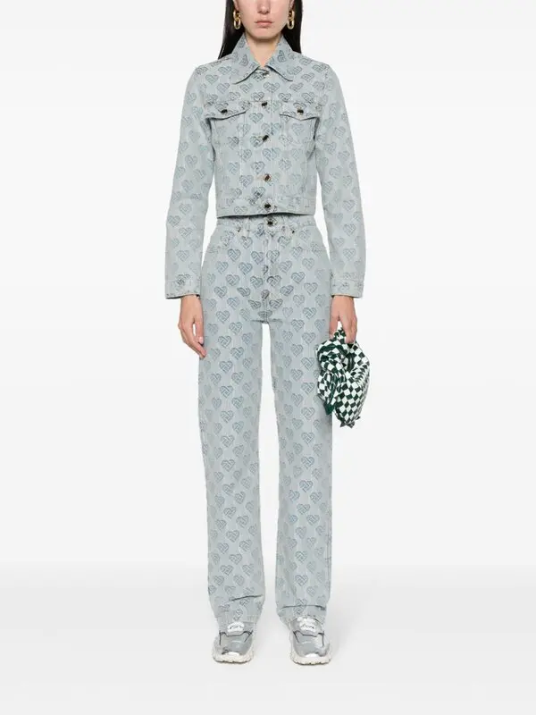 Casablanca Heart Monogram-jacquard Denim Jacket