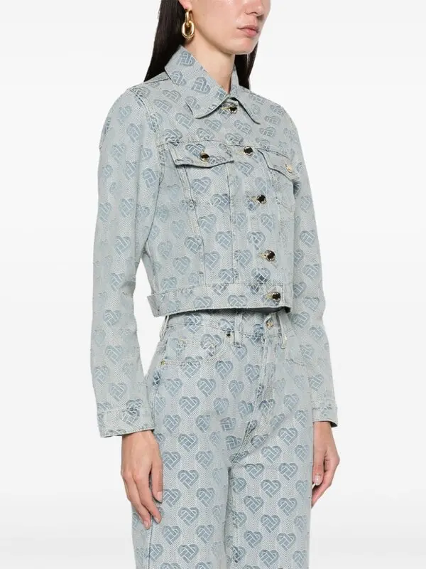 Casablanca Heart Monogram-jacquard Denim Jacket