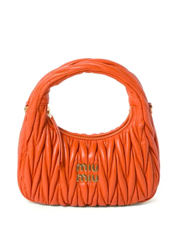 Miu Miu Wander Matelassé Leather Tote - Orange