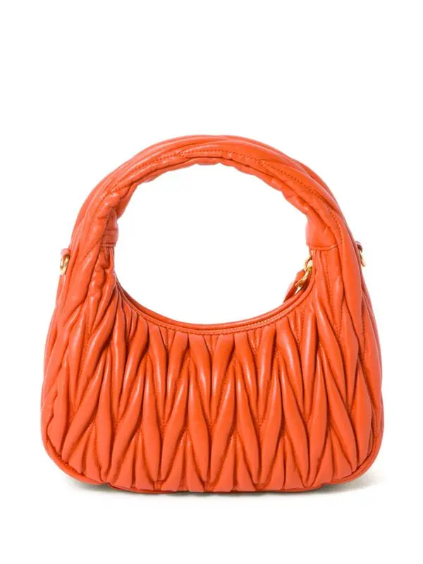 Miu Miu Wander Matelassé Leather Tote - Orange