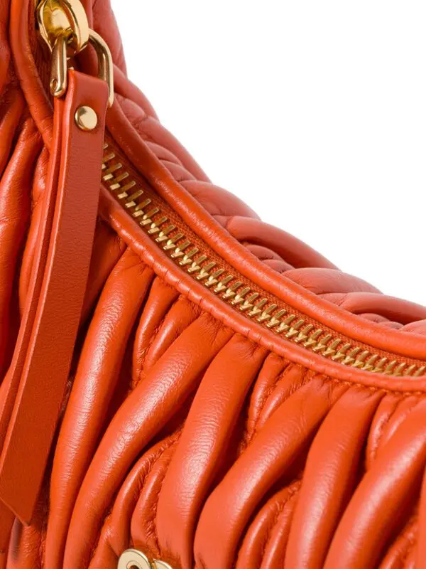 Miu Miu Wander Matelassé Leather Tote - Orange