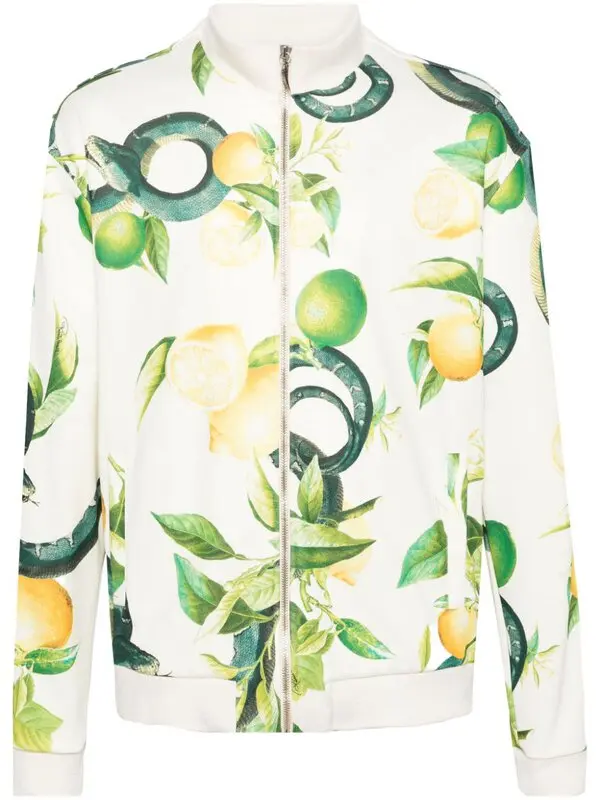 Roberto Cavalli Lemon-print Bomber Jacket - Neutrals