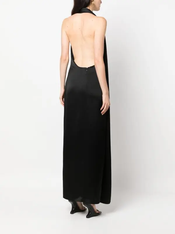 loewe black dress long Satin silk-blend midi dress - black