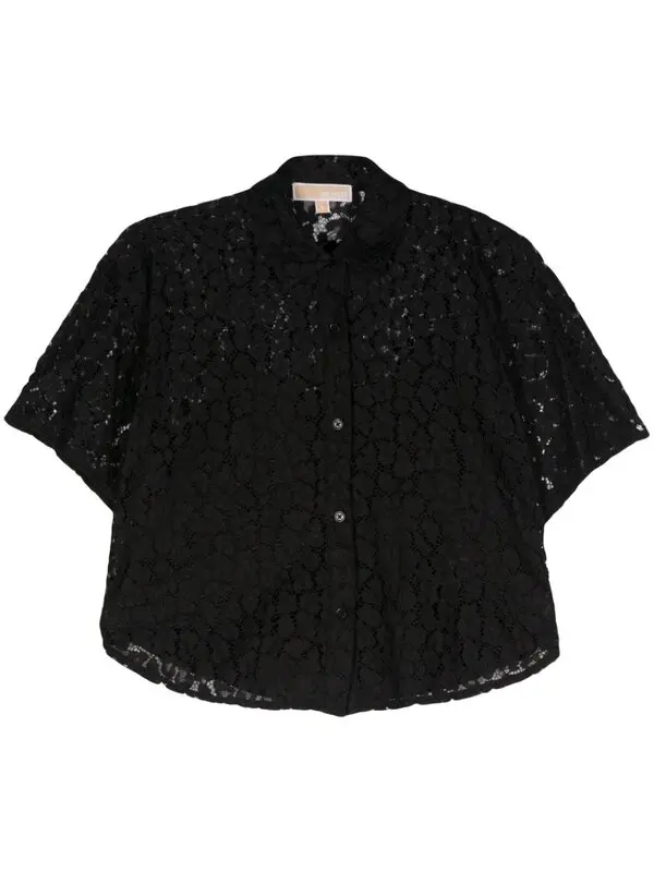 Michael Kors Leopard Corded-lace Shirt - Black