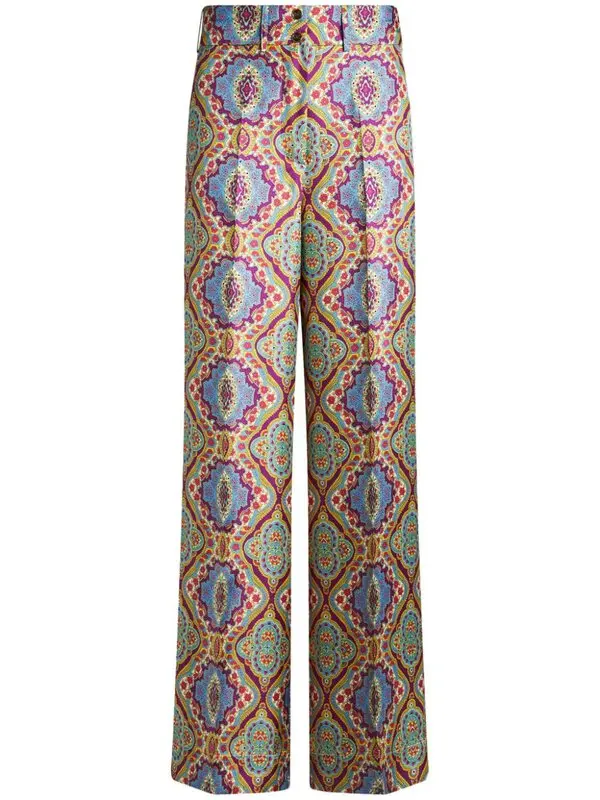 Etro Medallion-print Silk Trousers