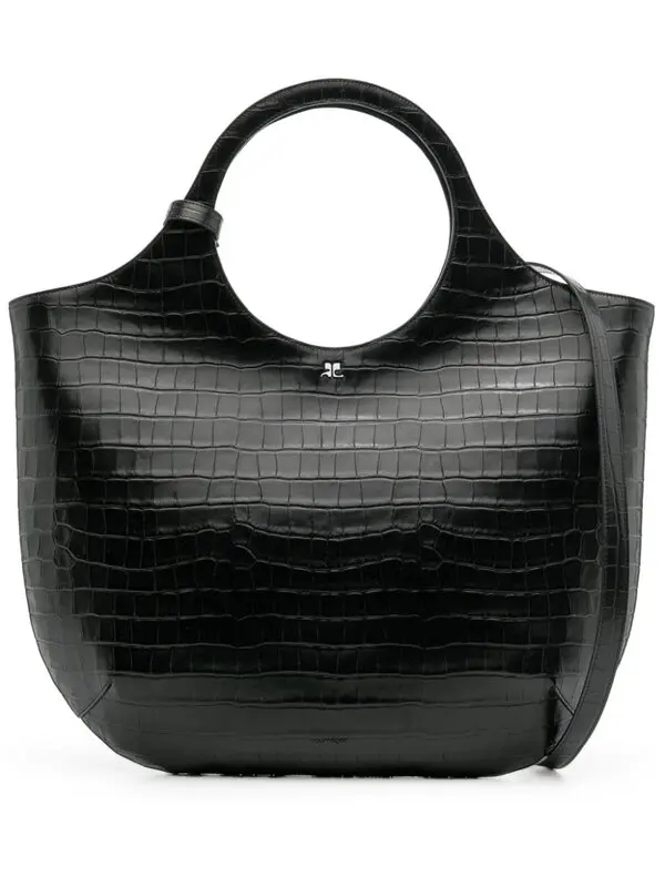 COURREGES Large Holy Crocodile Tote - Black