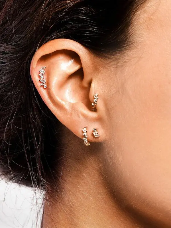 LARK & BERRY 14kt Rose Gold Diamond And Sapphire Single Earring