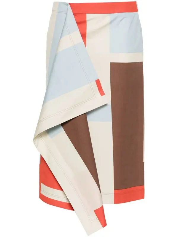 Fendi Ff Puzzle-print Midi Skirt - Neutrals