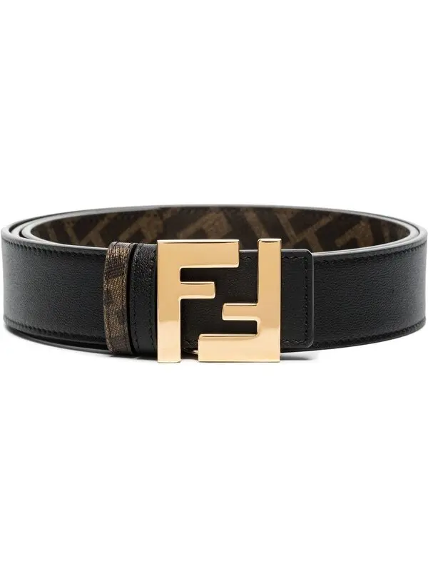 Fendi Ff-logo Plaque Belt - Black