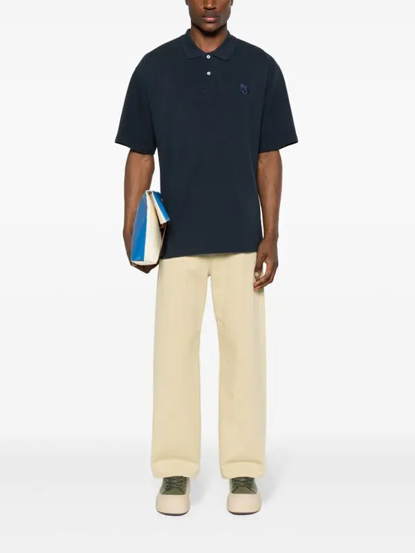 Maison Kitsuné Fox-patch Polo Shirt - Blue