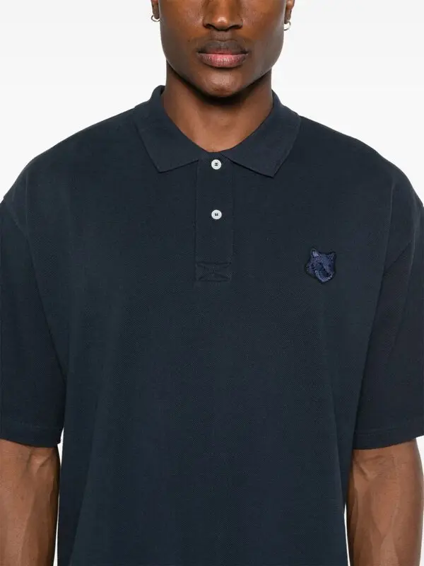 Maison Kitsuné Fox-patch Polo Shirt - Blue
