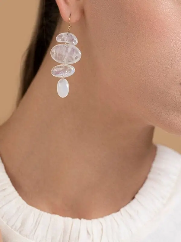 TEN THOUSAND THINGS 18kt Yellow Totem Moonstone Dangle Earrings