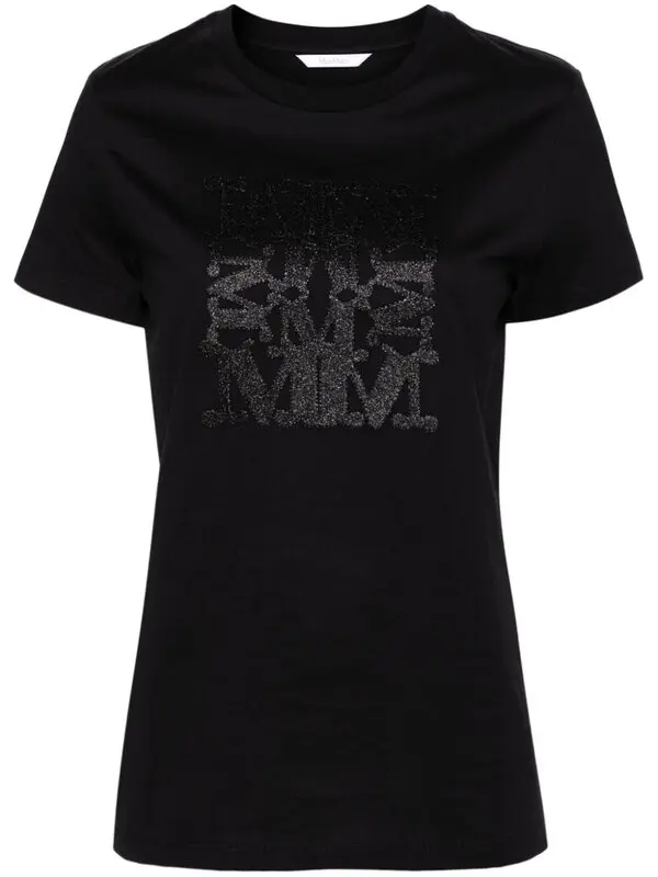 Max Mara Logo-embroidered Cotton T-shirt - Black