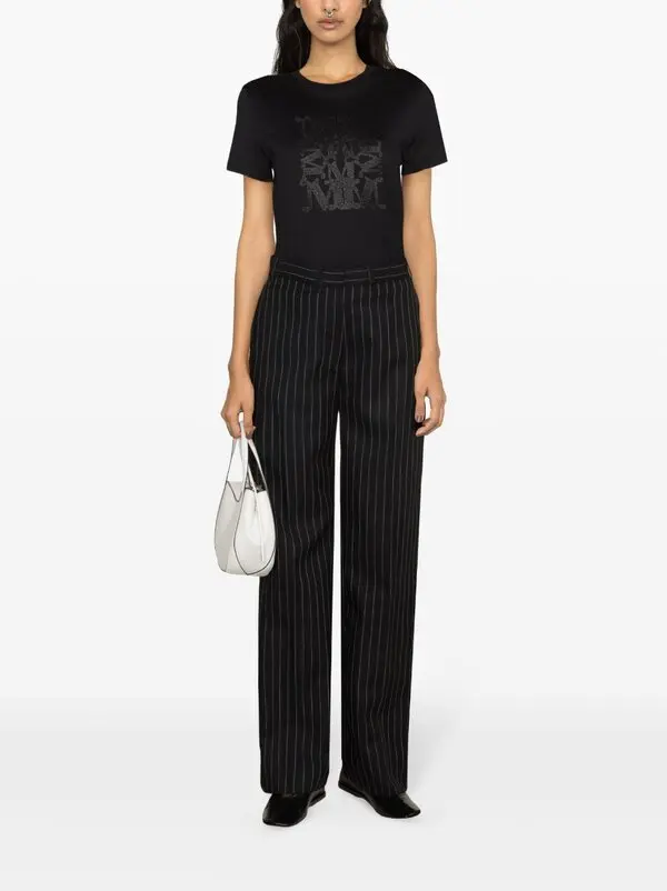 Max Mara Logo-embroidered Cotton T-shirt - Black