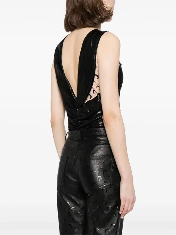 MARINE SERRE Logo-print Panelled Bodysuit - Black
