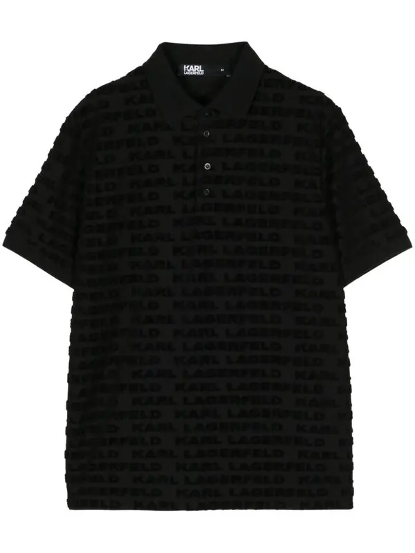 Karl Lagerfeld Flocked-monogram Polo Shirt