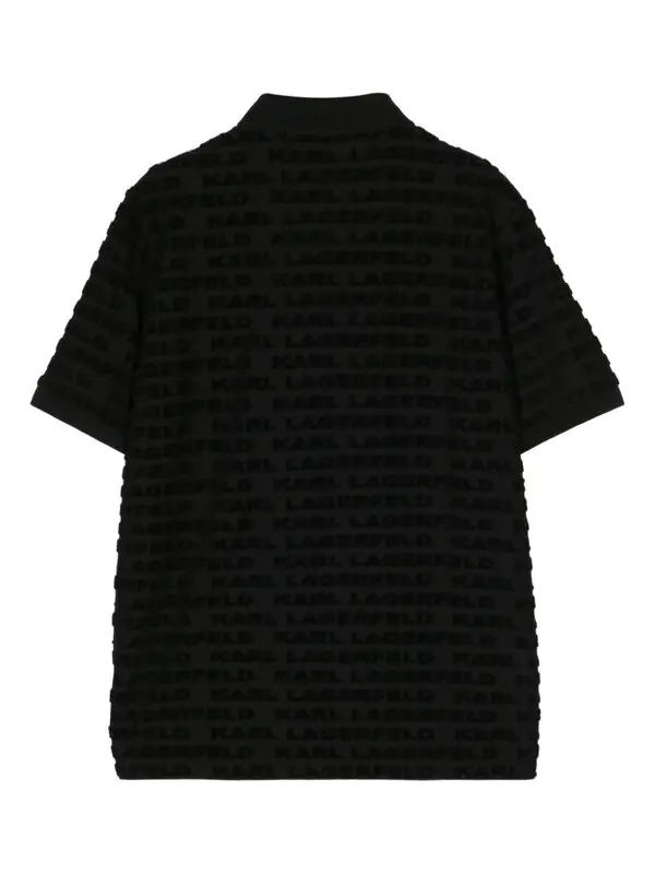 Karl Lagerfeld Flocked-monogram Polo Shirt