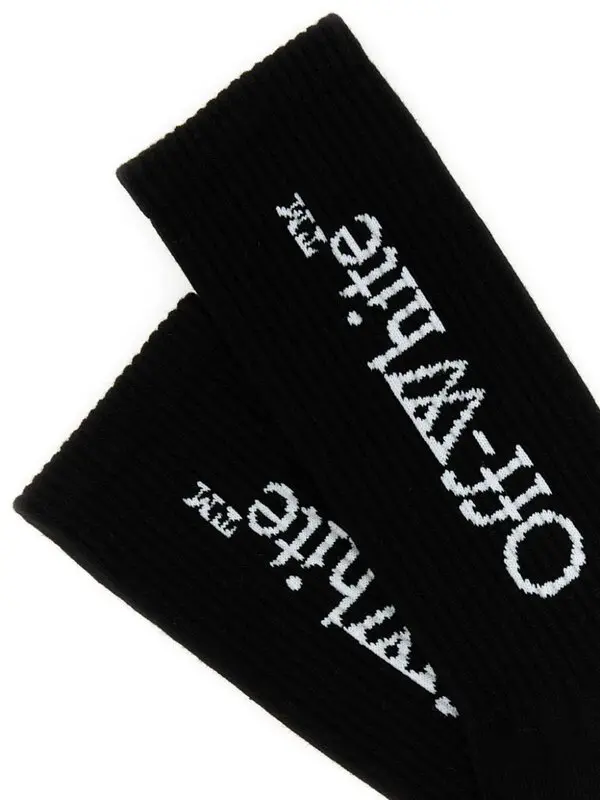 Off-White Logo-intarsia Calf-length Socks - Black