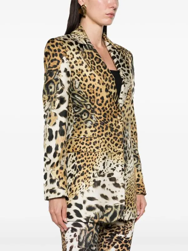 Roberto Cavalli Jaguar Skin-print Silk Blazer