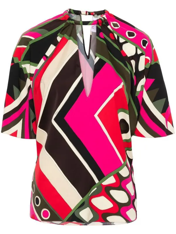 Emilio Pucci Vivara-print V-neck Blouse - Black