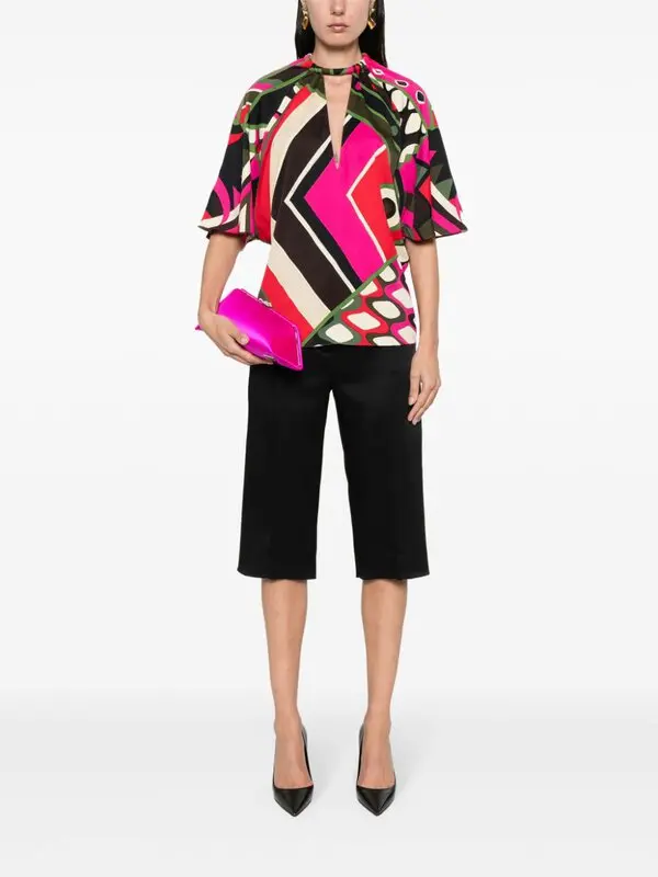 Emilio Pucci Vivara-print V-neck Blouse