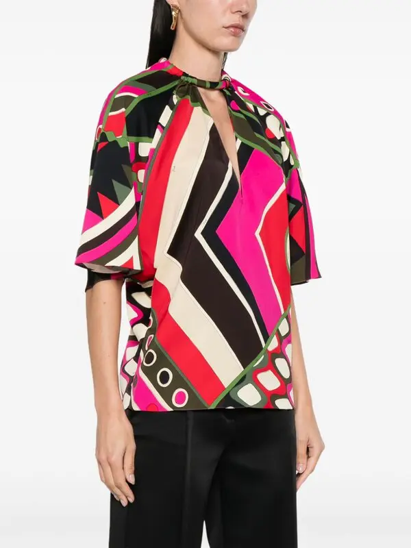 Emilio Pucci Vivara-print V-neck Blouse