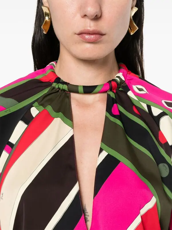 Emilio Pucci Vivara-print V-neck Blouse