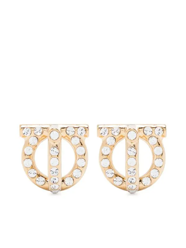 FERRAGAMO Gancio 3d Crystal Stud Earrings - Gold