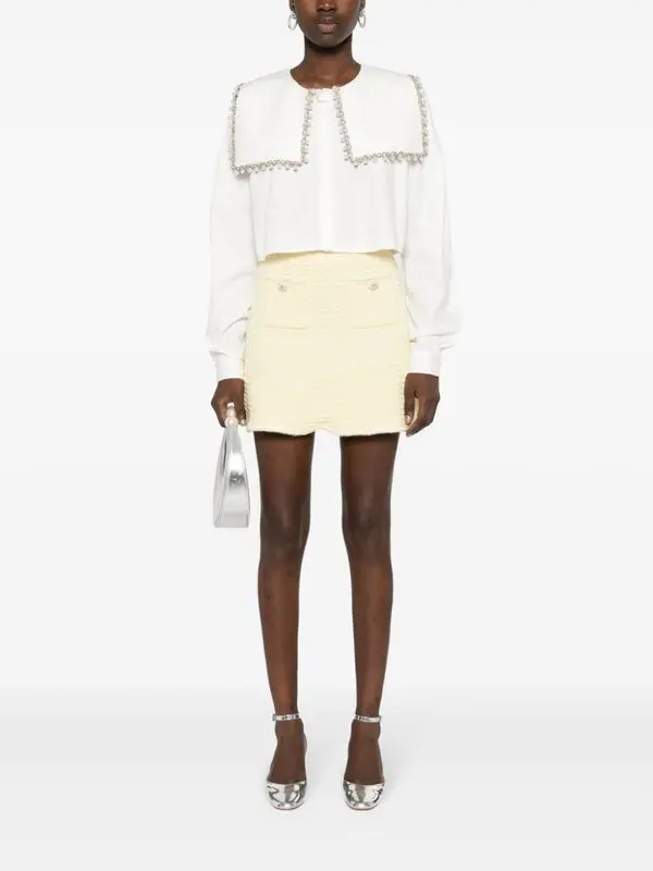 SELF-PORTRAIT Sequin-embellished Peplum Skirt - Yellow