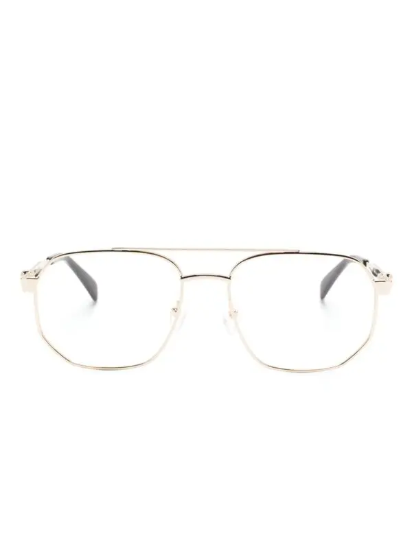 Alexander McQueen Logo-engraved Pilot-frame Glasses - Gold