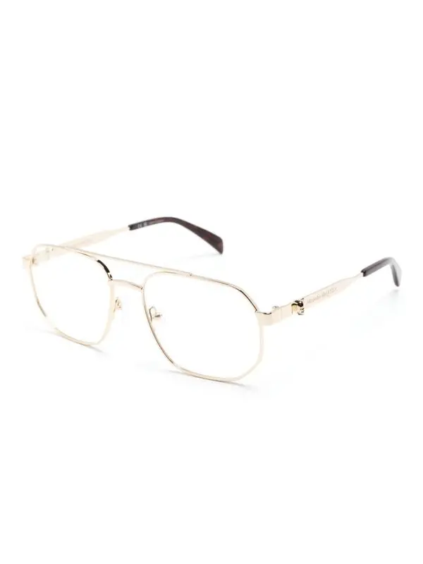 Alexander McQueen Logo-engraved Pilot-frame Glasses