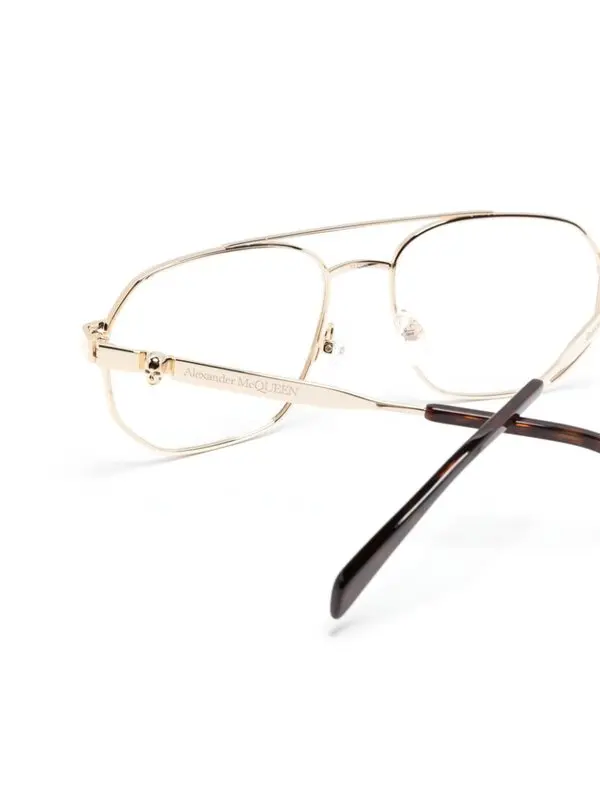 Alexander McQueen Logo-engraved Pilot-frame Glasses