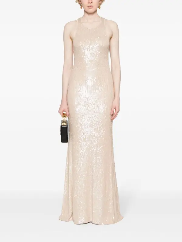 Elisabetta Franchi Racerback Sequin Gown