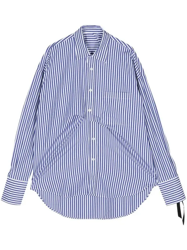 MARINA YEE Striped Draped Cotton Shirt