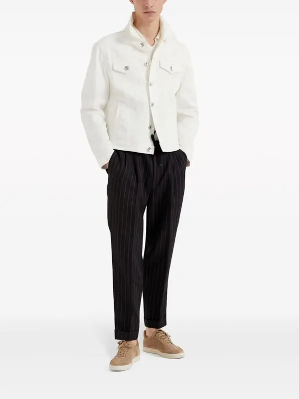 Brunello Cucinelli Striped Linen Trousers - Black