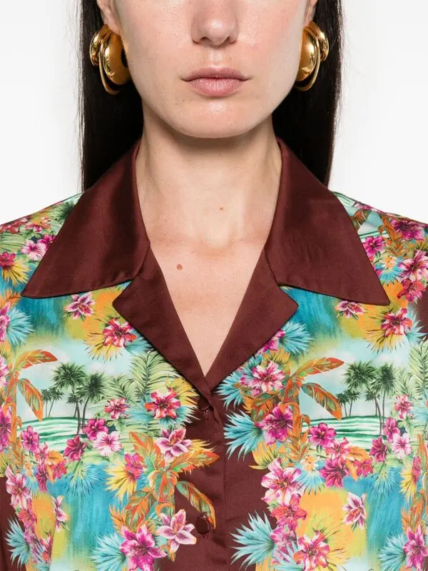 Roberto Cavalli Hawaii-print Cotton Shirt