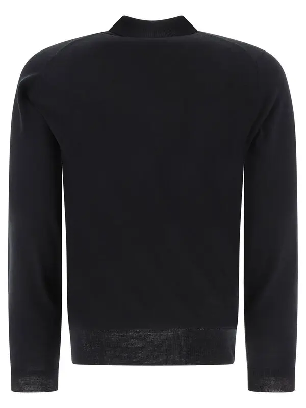 John Smedley Belper' Merino Wool Polo Shirt - Black