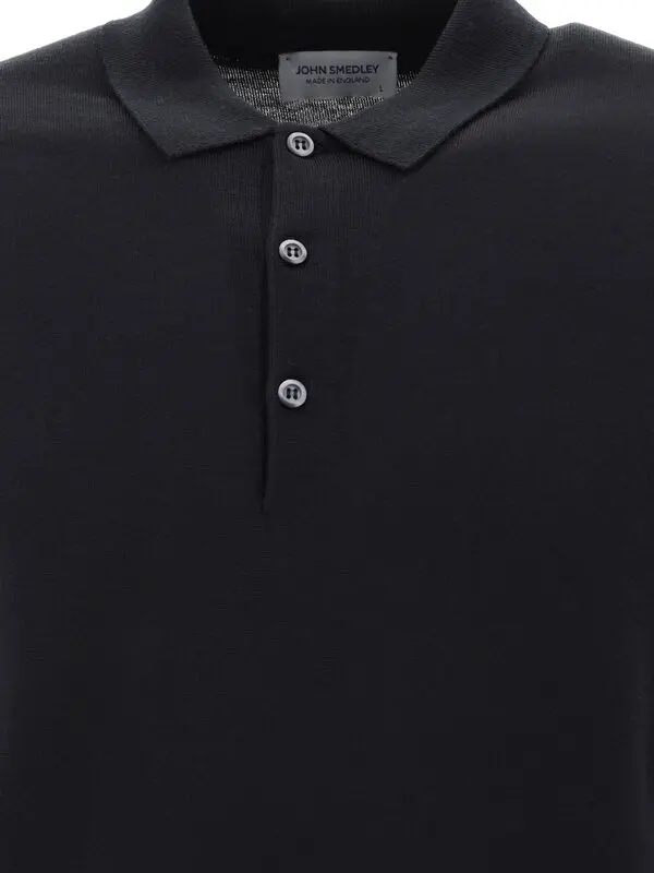 John Smedley Belper' Merino Wool Polo Shirt - Black
