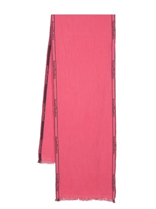 Acne Studios Jacquard-logo Seersucker Scarf - Pink