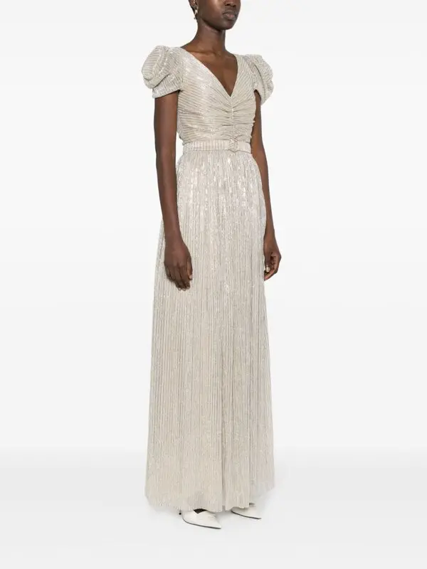 NISSA Metallic Striped Maxi Dress