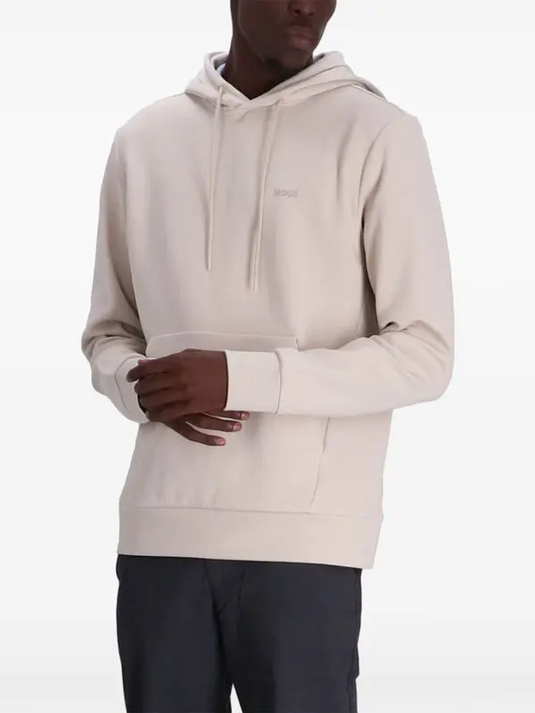 BOSS Logo Appliqué Jersey Hoodie - Neutrals