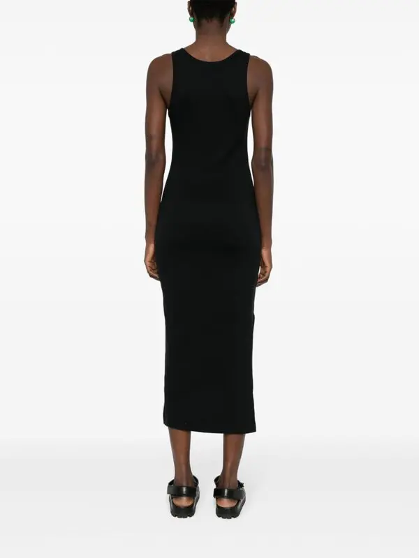 Maison Kitsuné Fox-motif Ribbed Midi Dress - Black