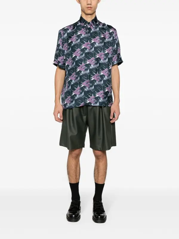 Fendi Block-print Silk Shirt - Purple